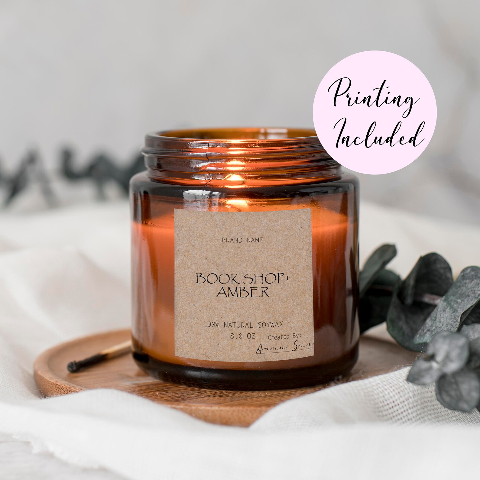 Candle Label Sticker Signature Kraft Candle Label - Etsy