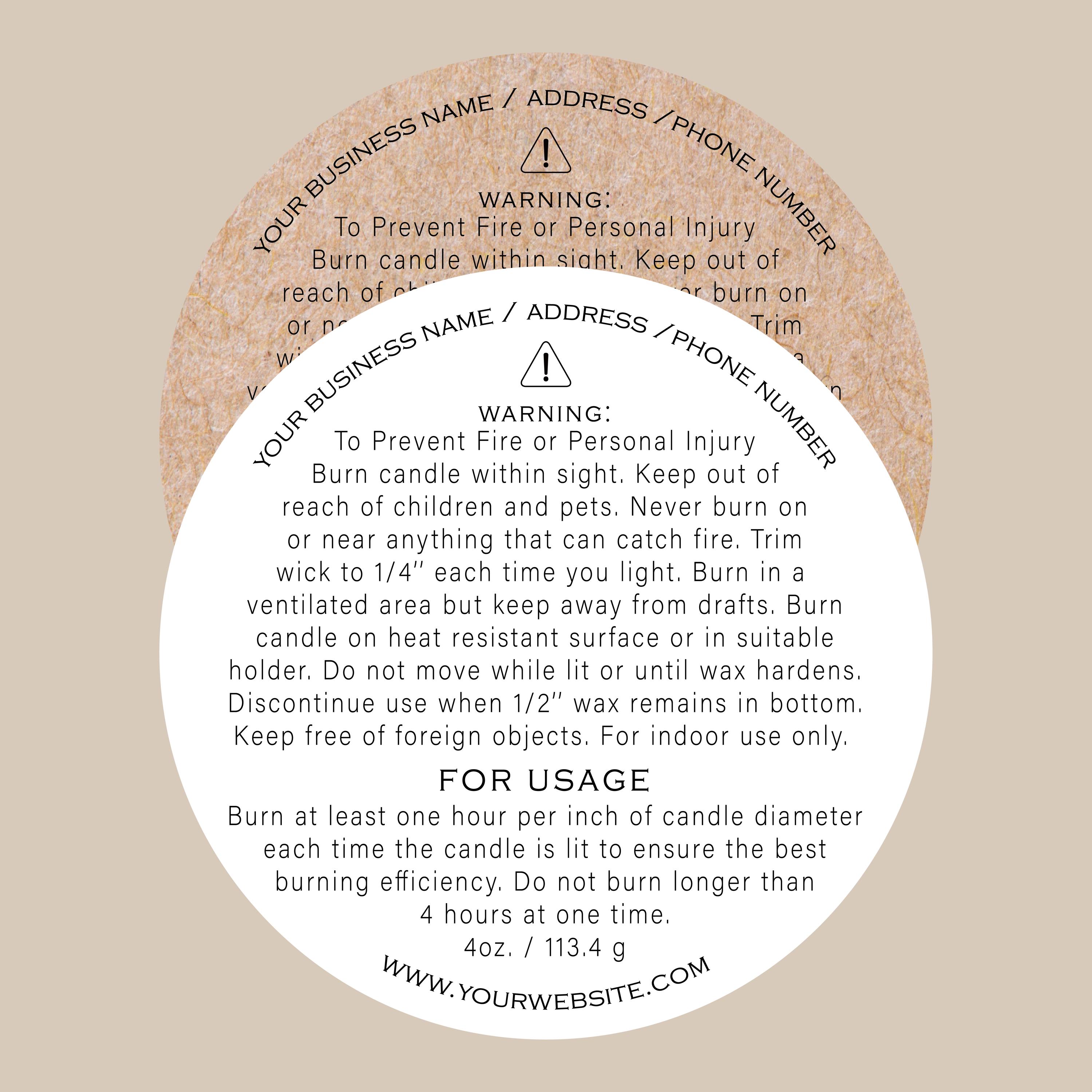 Candle Warning Safety Labels | Candle-making Essentials - Custom ...