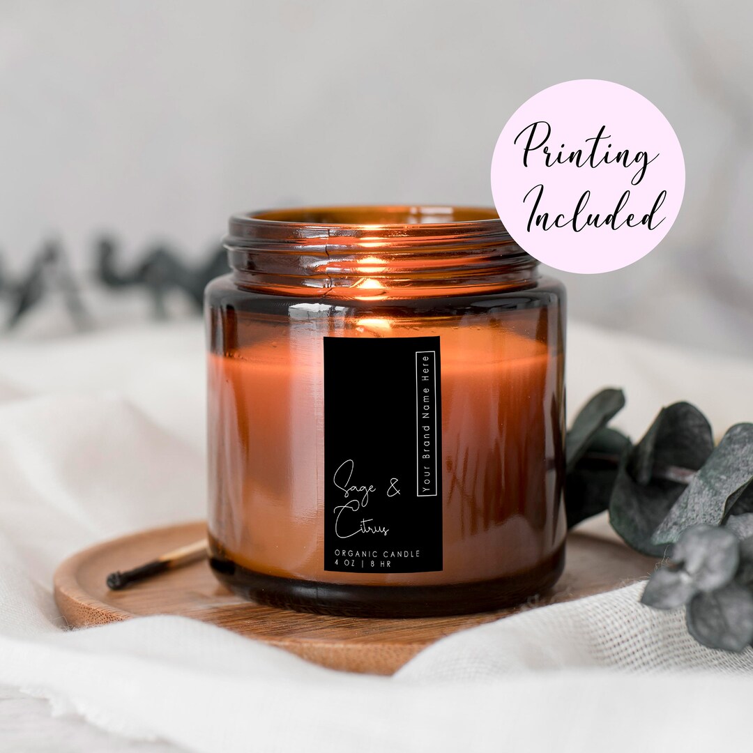 Custom Candle Label Sticker | Minimalist Candle Sticker | Vertical ...