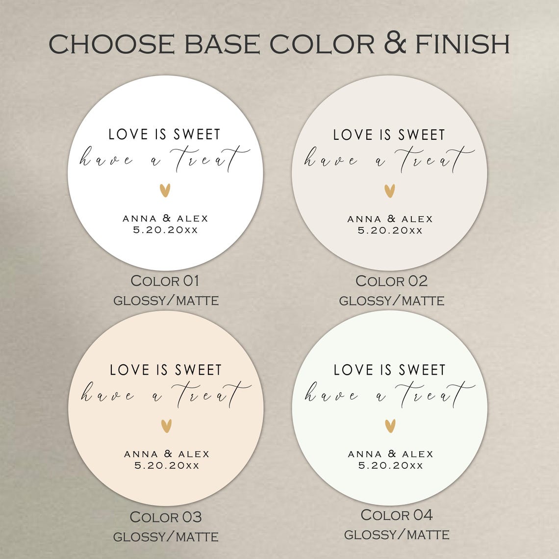 Custom Wedding Sticker | Love is Sweet Have A Treat Stickers | Wedding ...