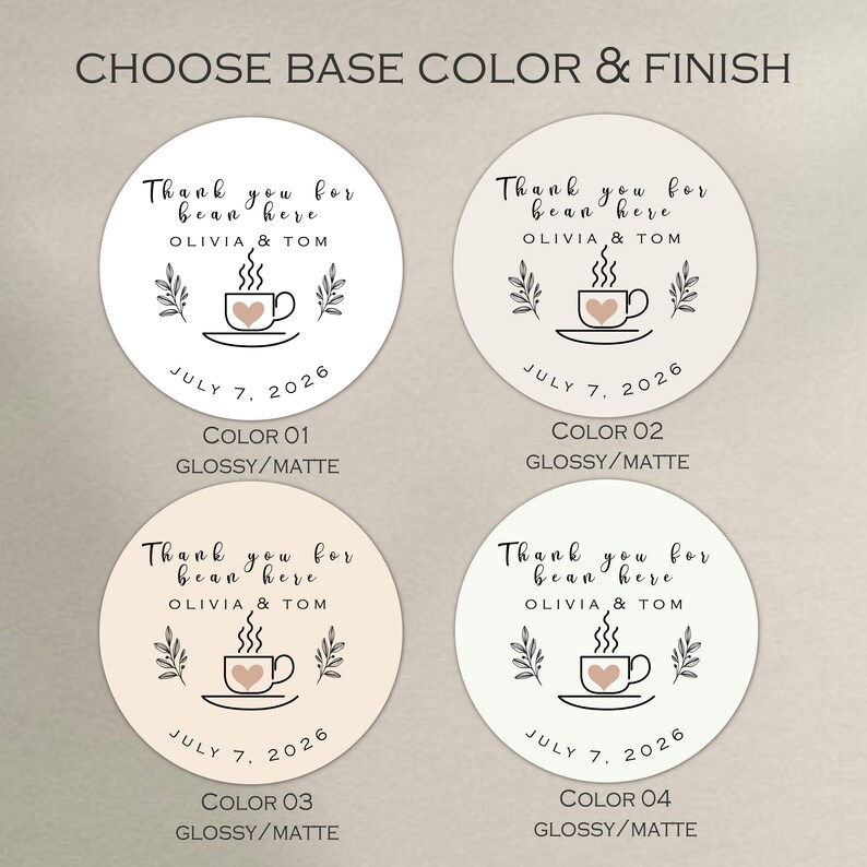 Wedding Coffee Favor Stickers | Thanks for Bean Part of Our Day ...