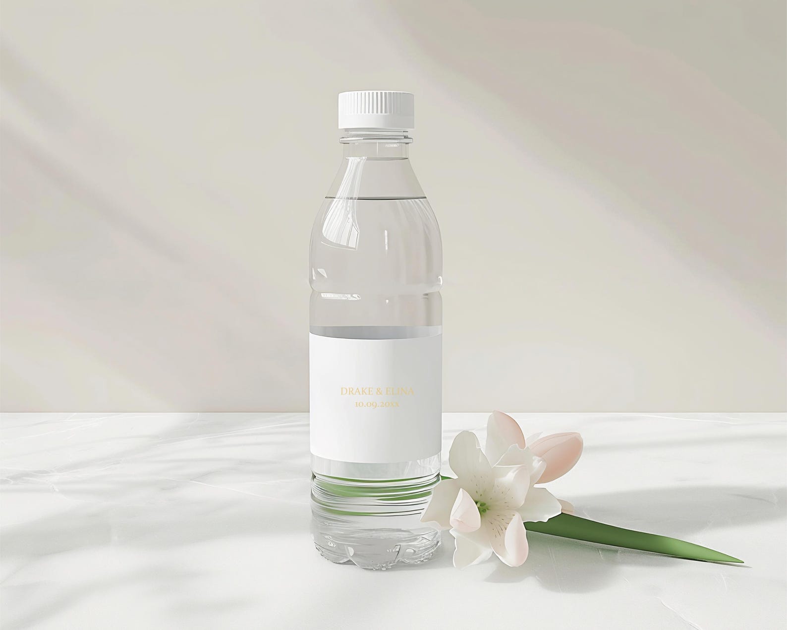 Floral Wreath Water Bottle Label | WATERPROOF Rectangular Wedding ...
