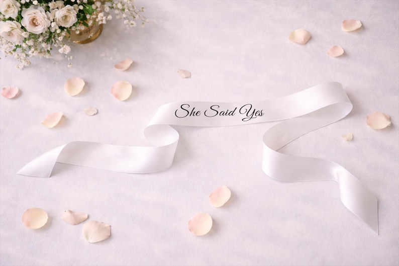 She Said Yes Satin Ribbon Bow | Champagne Bottle Decor | Engagement ...