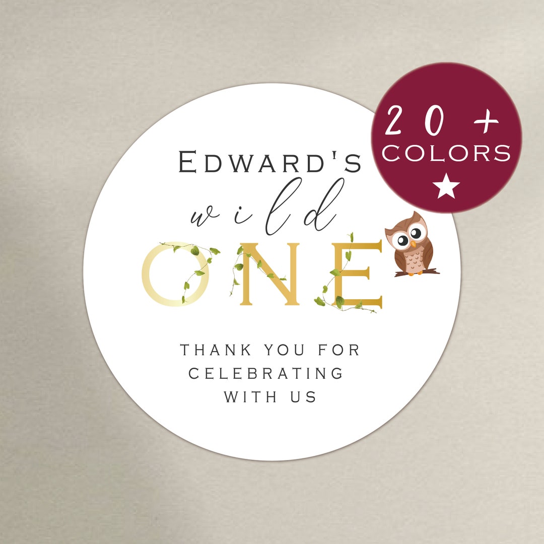 Wild One Birthday Sticker | Tropical Jungle Party Label | First ...