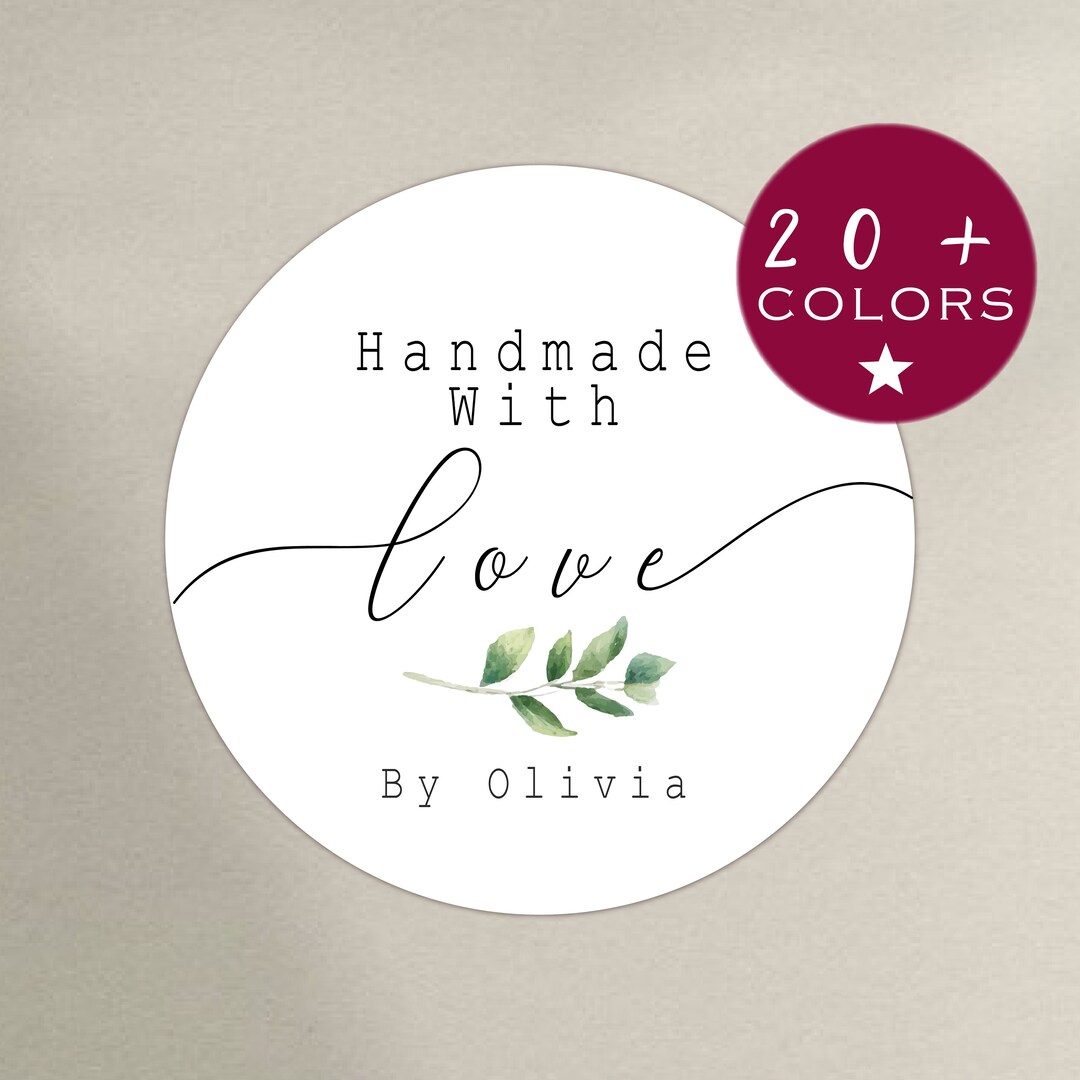 Handmade With Love Sticker | Greenery Made With Love Label | Baked Good ...