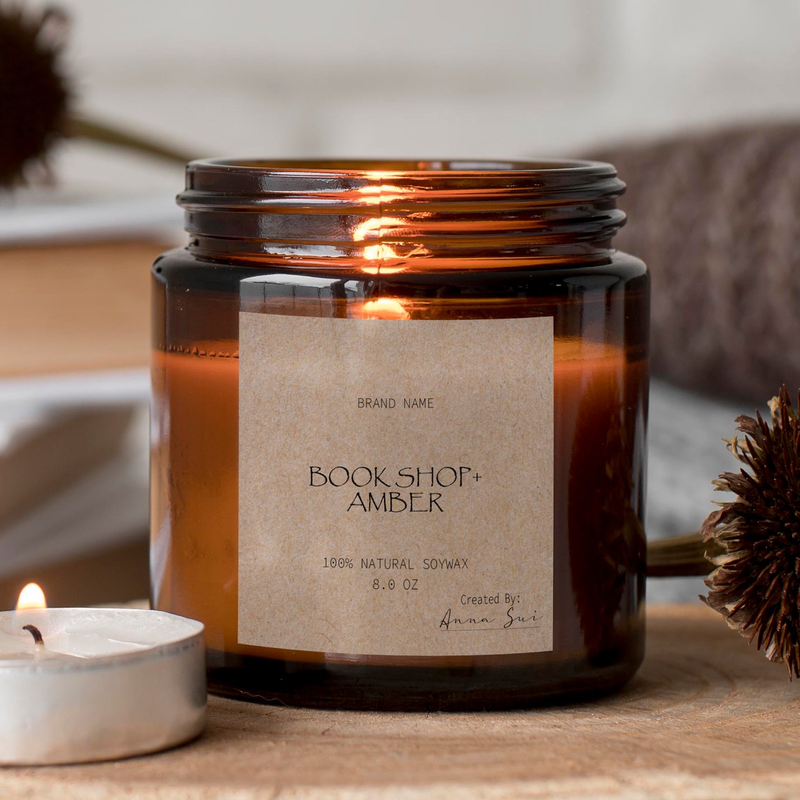 Candle Label Sticker Signature Kraft Candle Label - Etsy