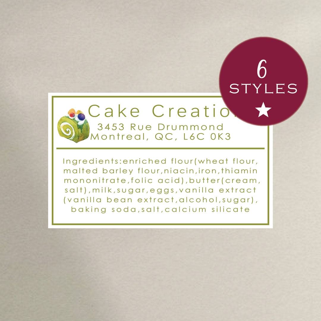 Personalised Ingredient Stickers | Custom Printed Allergen Stickers ...