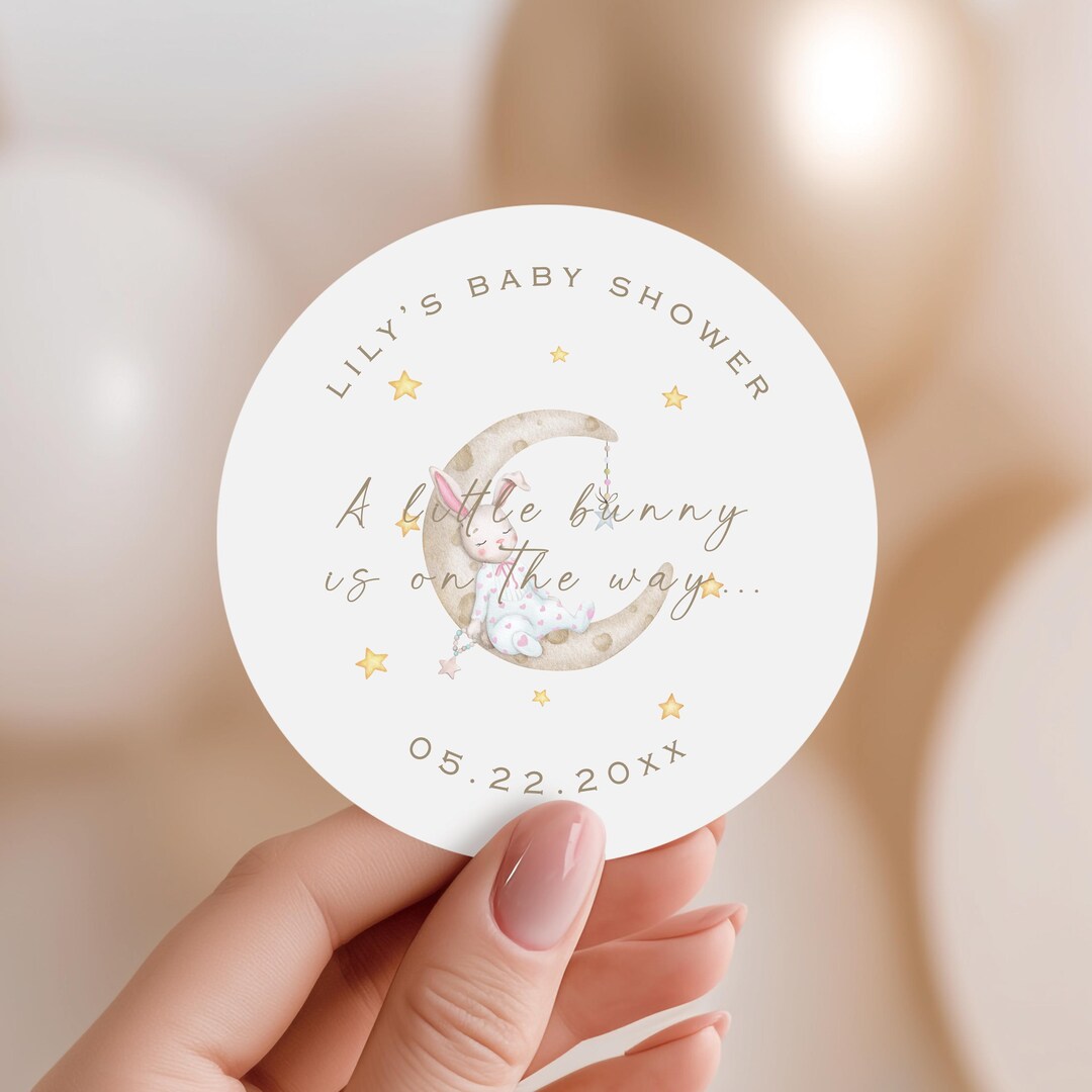 Bunny Baby Shower Stickers | Gender Neutral Baby Shower Favor Label ...