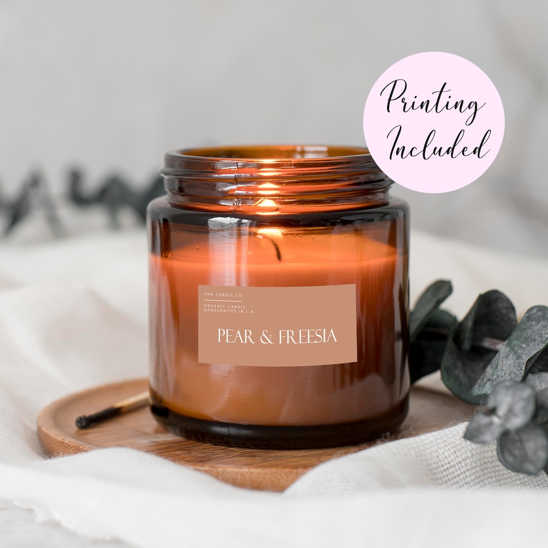 Custom Candle Label Sticker | Minimalist Candle Sticker | Horizontal ...