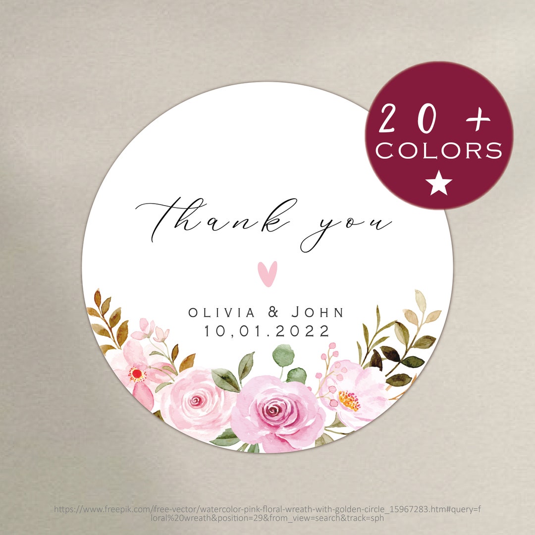 Floral Wedding Stickers Watercolor Flower Favor Sticker A Sweet Thank ...