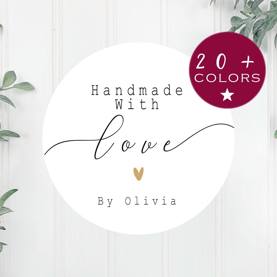 Handmade With Love Sticker | Made With Love Label | Small Business ...