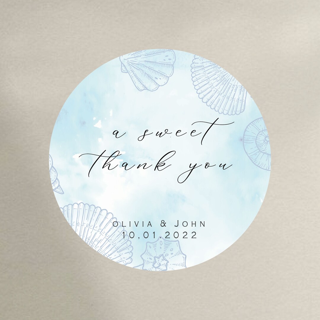 Beach Wedding Favor Stickers Sea Shell Beach Themed Favor Tags for ...