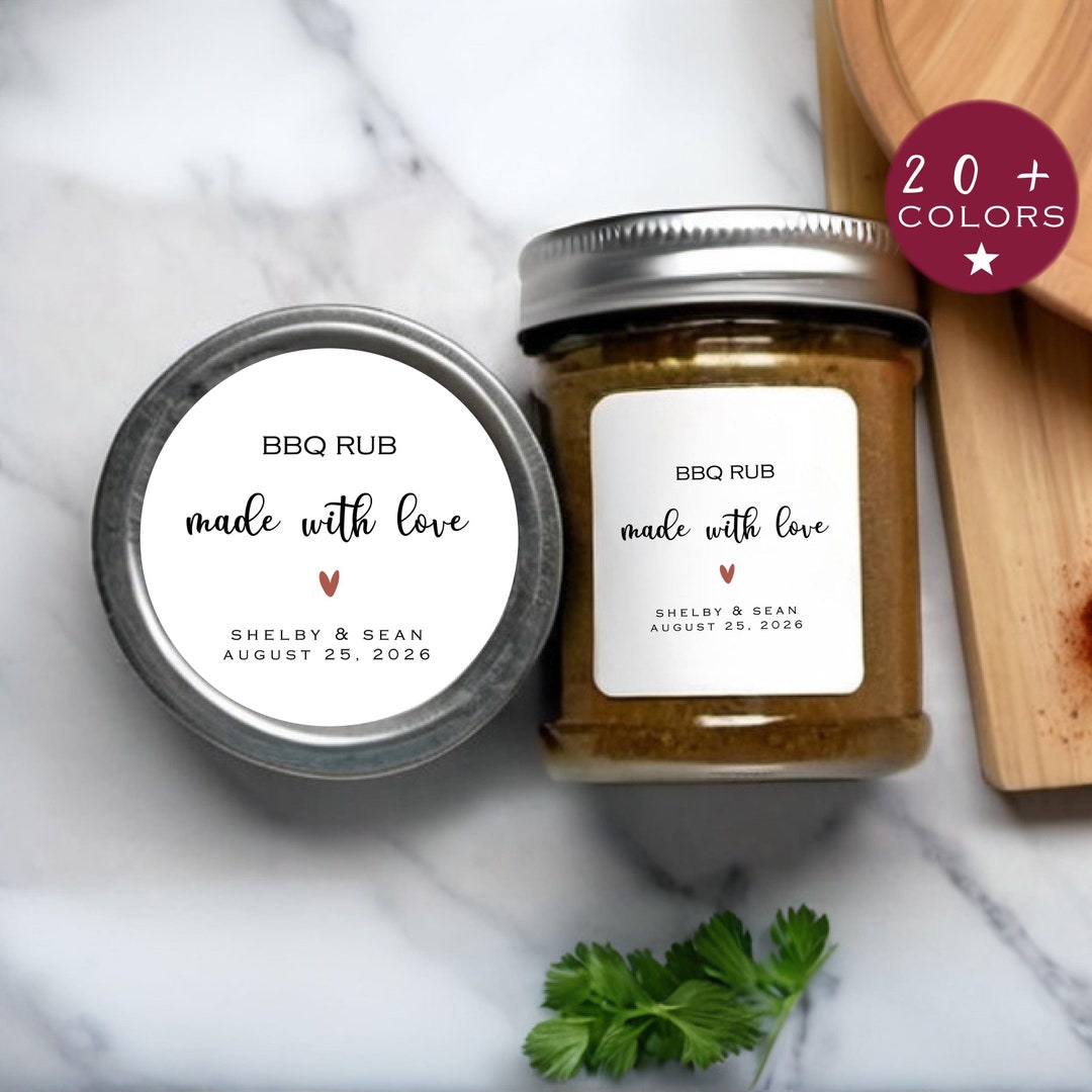 Wedding BBQ Rub Labels | Made With Love BBQ Rub Labels | Wedding BBQ ...