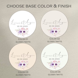 Floral Wedding Stickers | Personalised Purple Wildflower Wedding ...