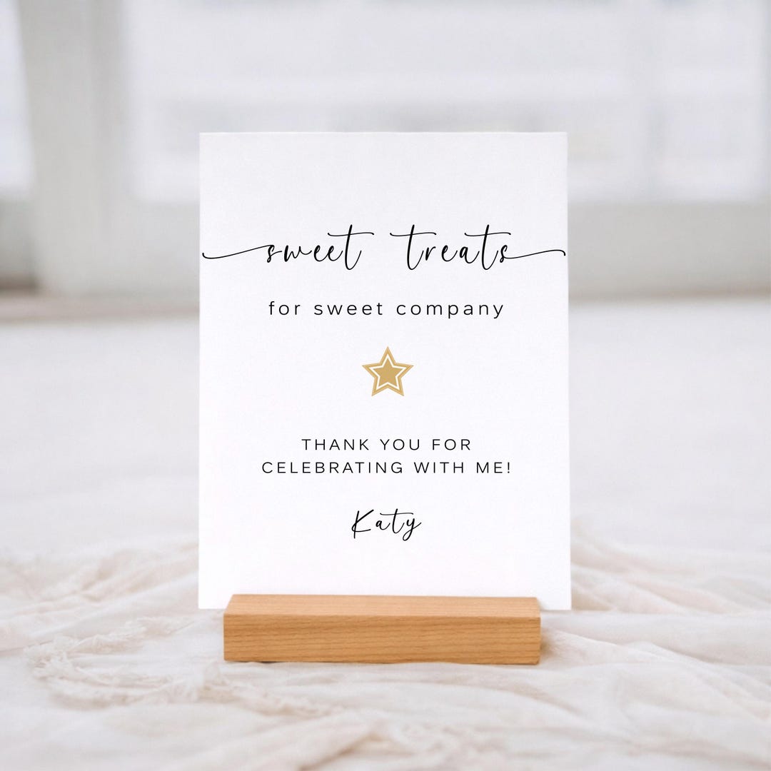Personalized Party Table Sign | Sweet Treats, Custom Name (5x7 Inch ...