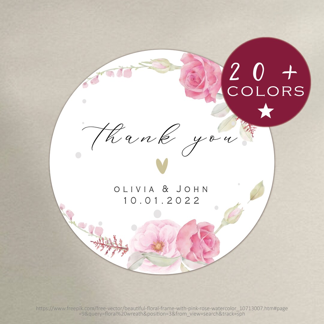 Floral Wedding Stickers Watercolor Flower Favor Sticker A Sweet Thank ...