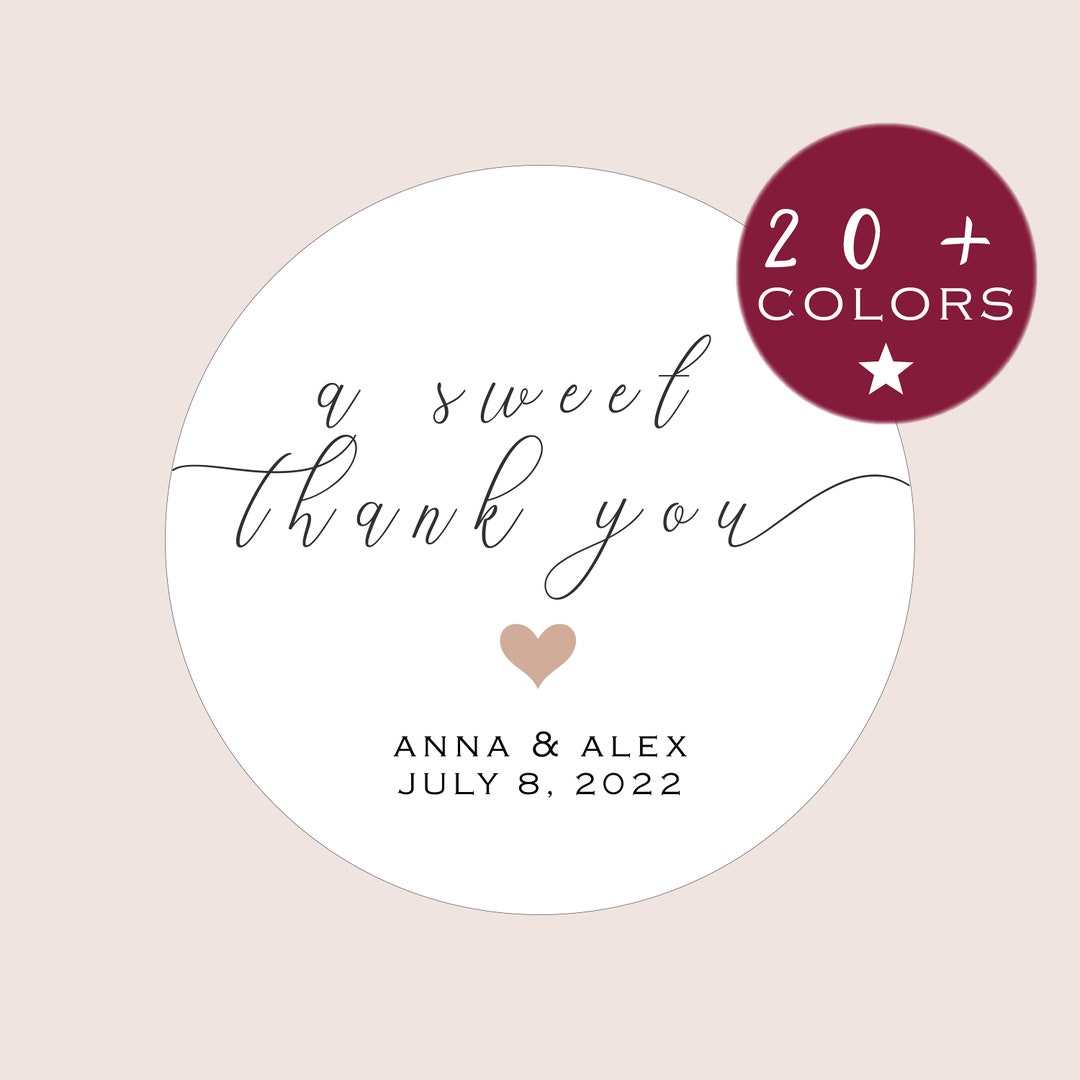 Custom Wedding Sticker A Sweet Thank You Stickers Wedding Favor Sticker ...
