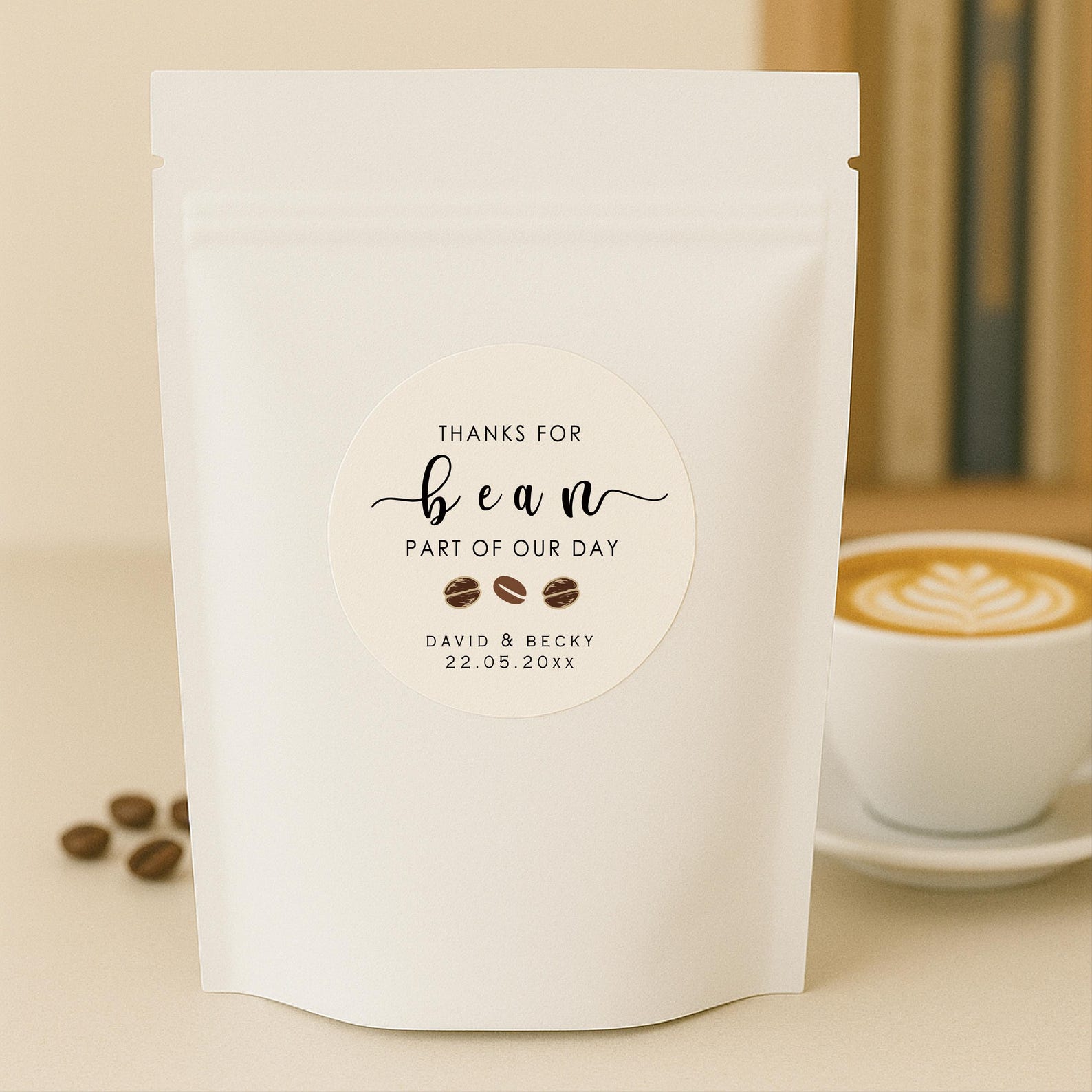 Wedding Coffee Favor Stickers | Thanks for Bean Part of Our Day ...