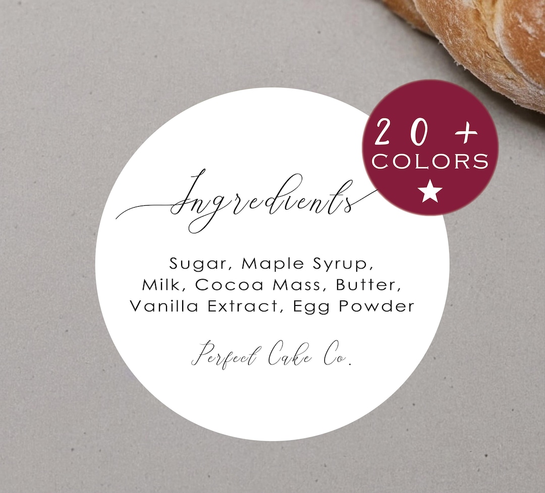 Personalised Ingredient Stickers | Custom Printed Allergen Stickers ...