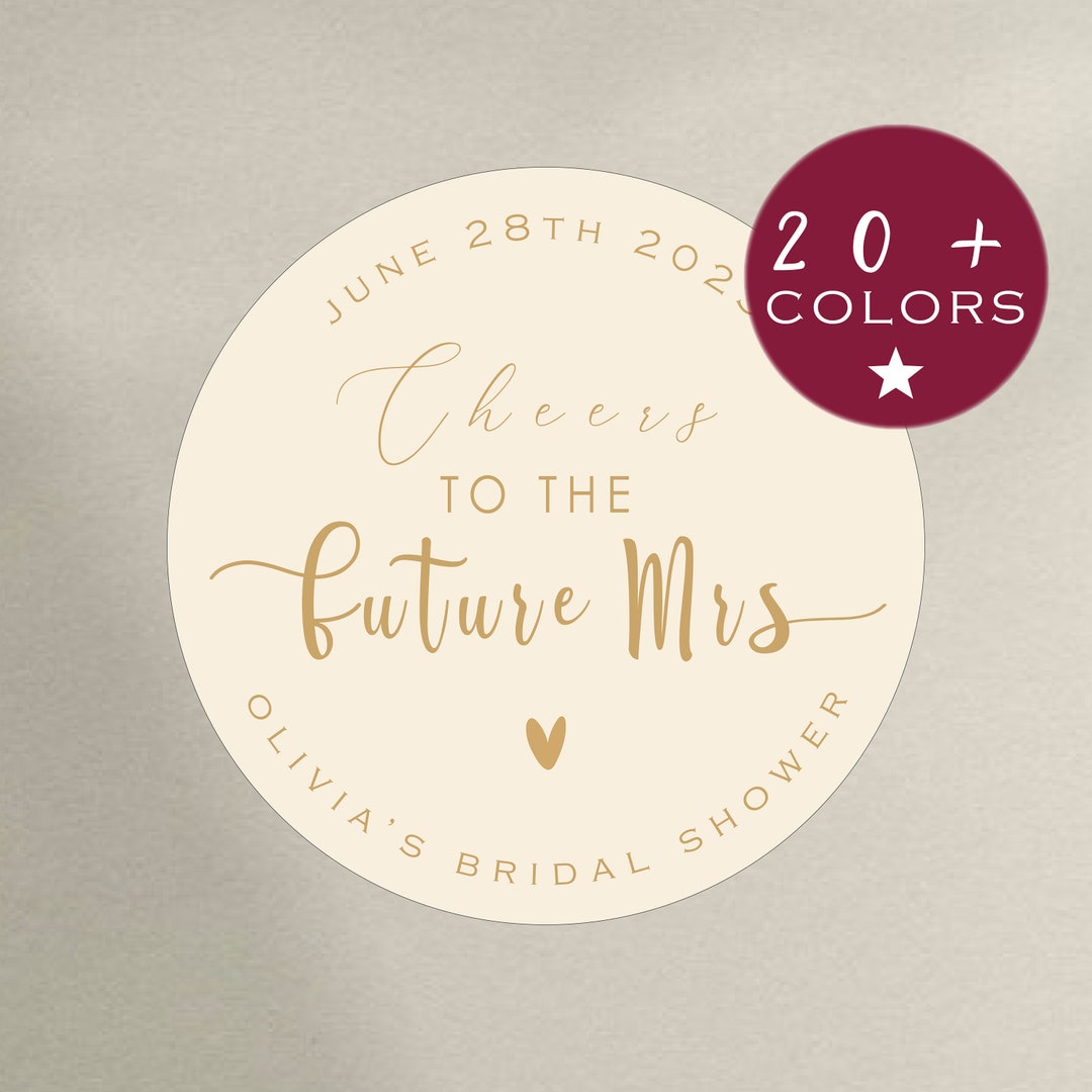 Cheers to the Future Mrs Personalised Bridal Shower Stickers Bridal ...