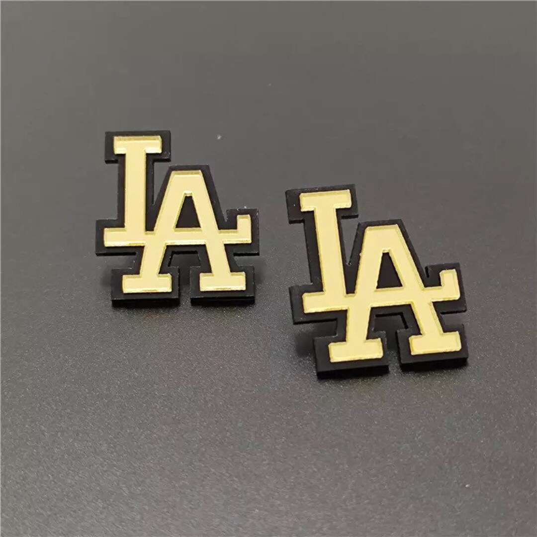 LA Los Angeles Black and Gold Acrylic 3D Earrings - Etsy