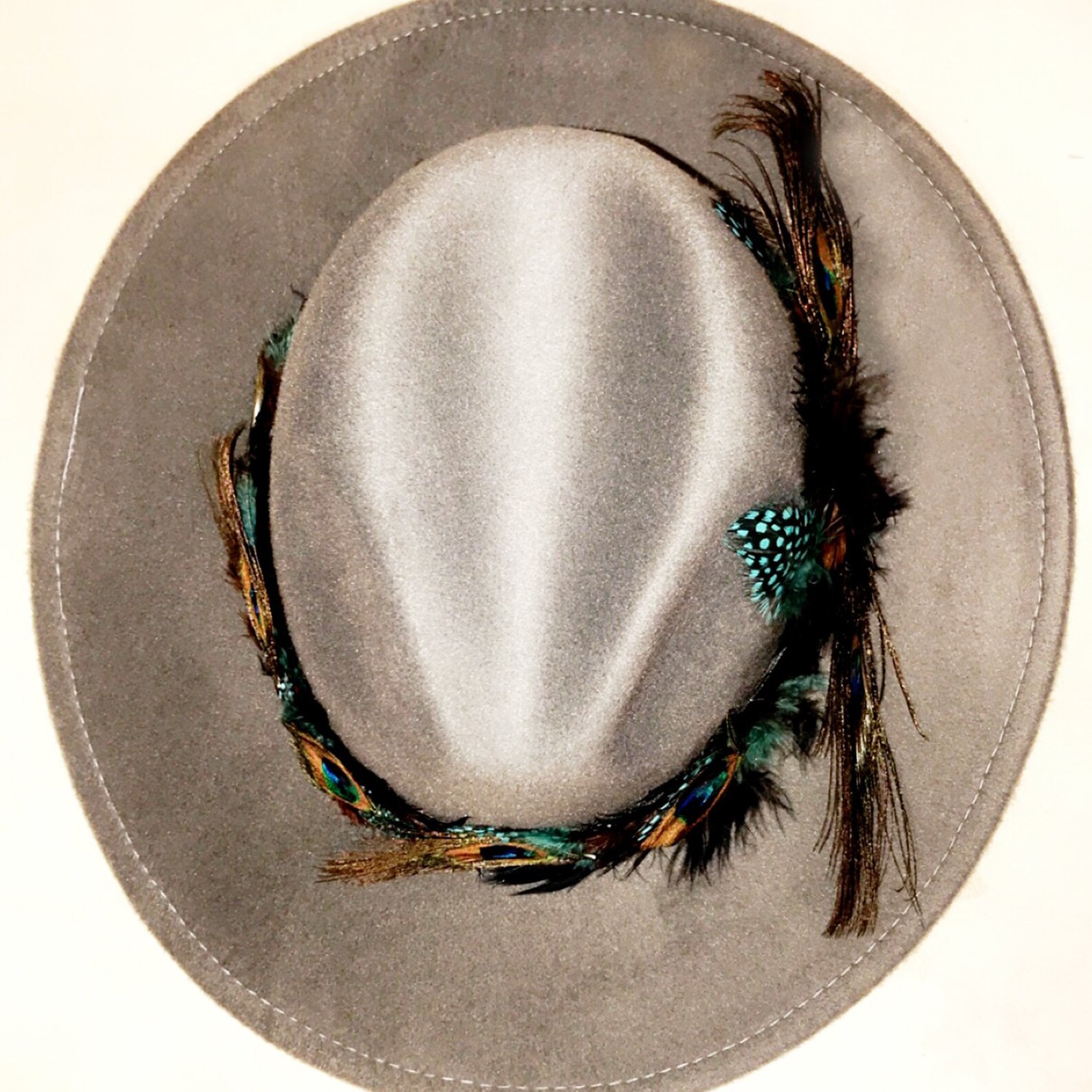 Birds of Paradise Gray Peacock Feather Fedora Hat - Etsy