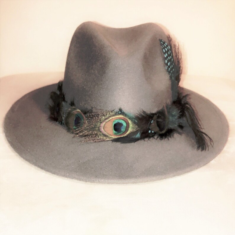 Birds of Paradise Gray Peacock Feather Fedora Hat - Etsy