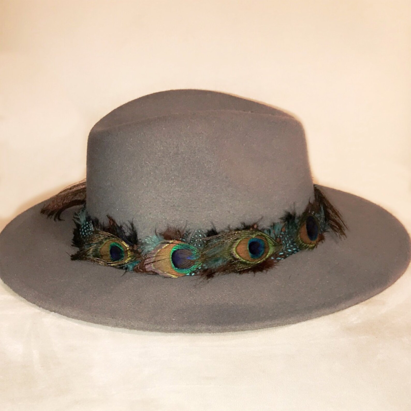 Birds Of Paradise Gray Peacock Feather Fedora Hat | Etsy