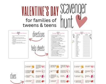 Valentine's Day Indoor Treasure Hunt for Older Kids Scavenger Hunt for ...