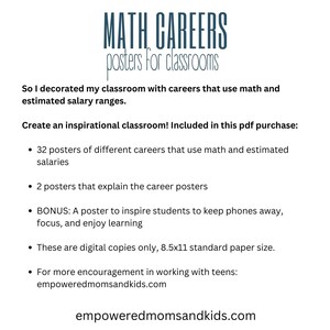 Careers That Use Math Posters for High School and Middle School ...