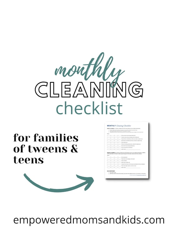 Monthly Family Cleaning Checklist for Moms of Tweens/teens - Etsy