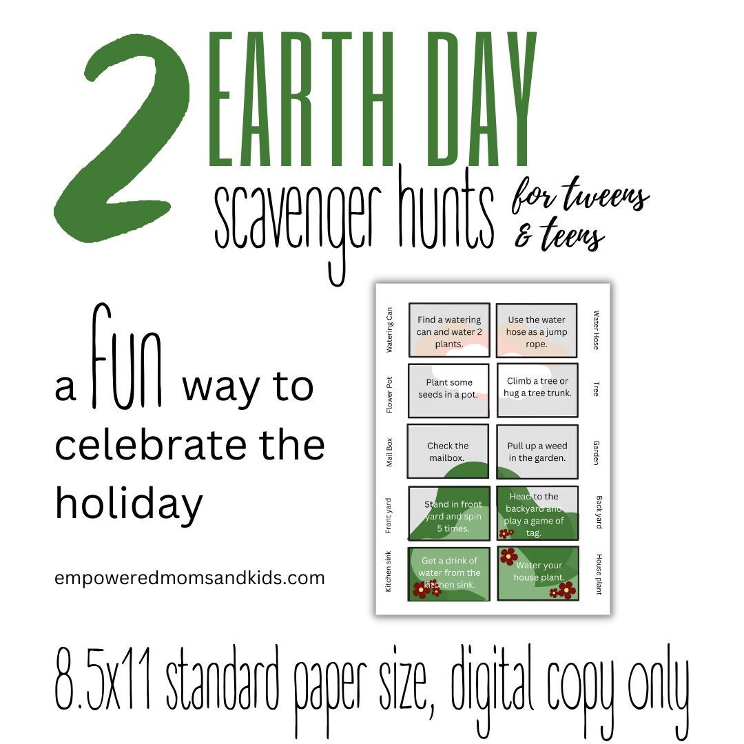 Earth Day Scavenger Hunts: Photo & Clues, Family Activities (PDF) - Etsy