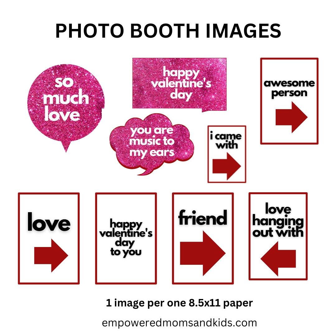 Valentine's Day Party Pack Printables | Banner, Photo Booth, Games ...