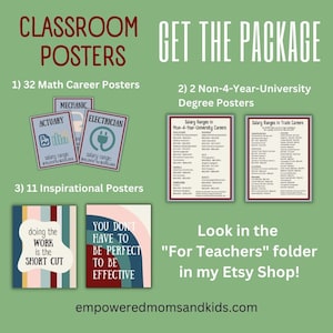 Careers That Use Math Posters for High School and Middle School ...