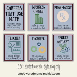 Careers That Use Math Posters for High School and Middle School ...