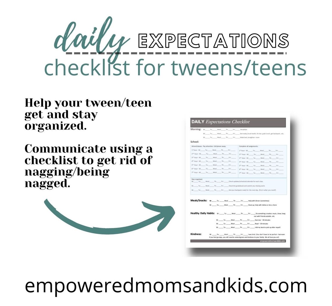 Daily Expectations Checklist: Motivate Your Tweens and Teens - Etsy