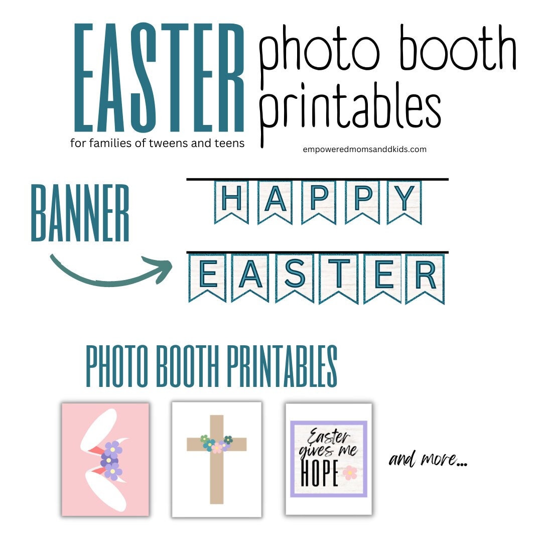 Easter Photo Booth and Banner, Party, Activities, Photobooth Printables ...