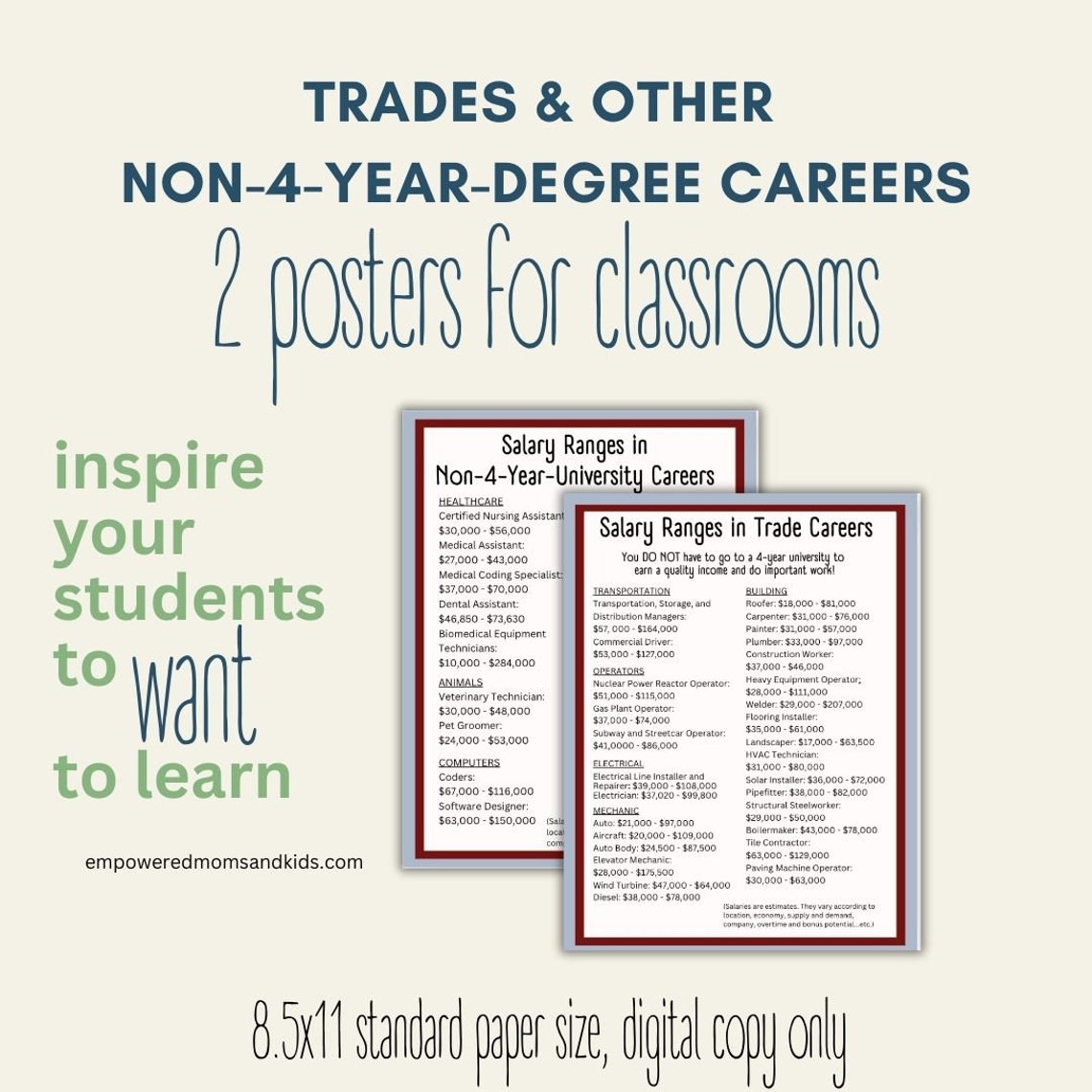 Math Career Posters, Trade and Non-4-year-degree Posters, High School ...