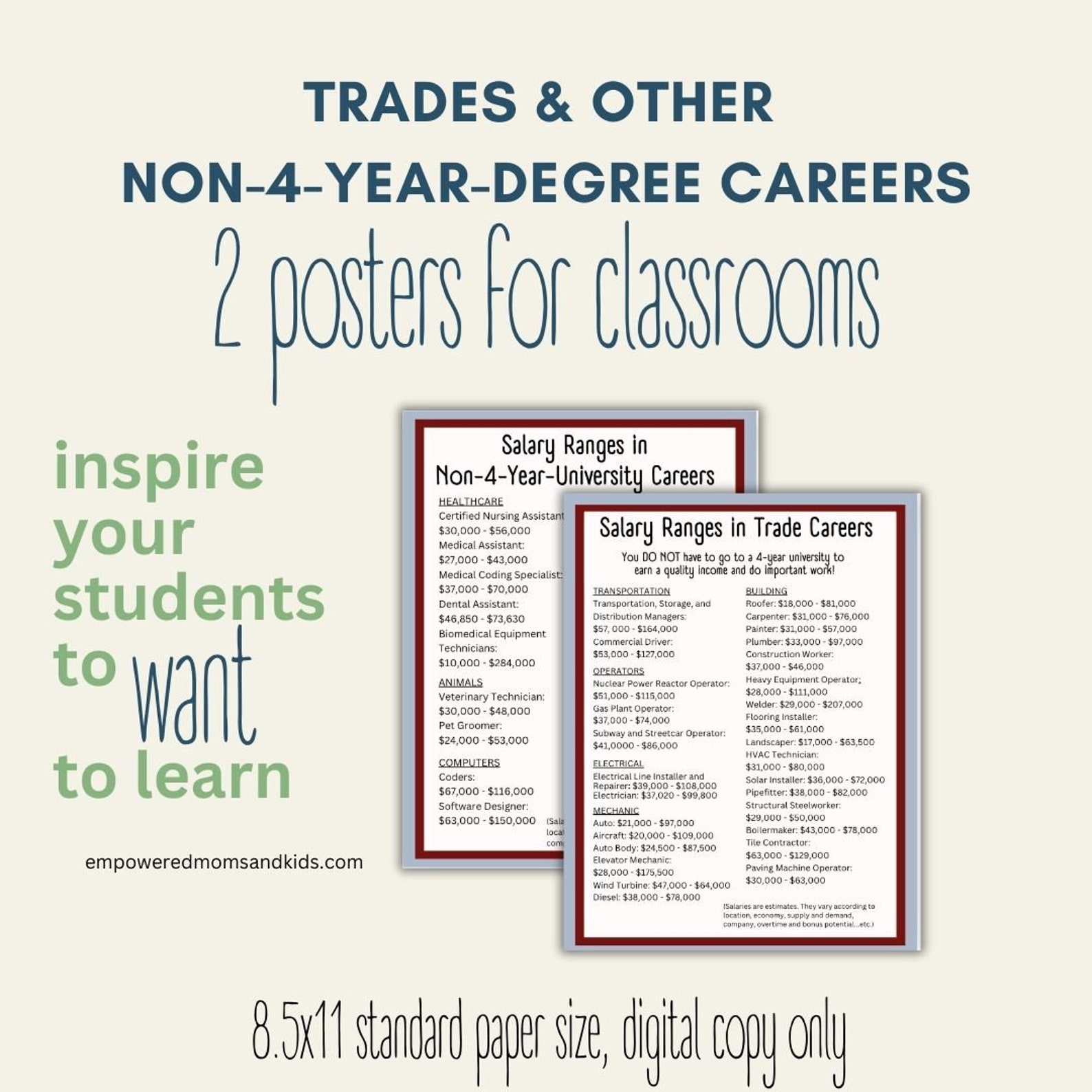 Math Career Posters, Trade and Non-4-year-degree Posters, High School ...