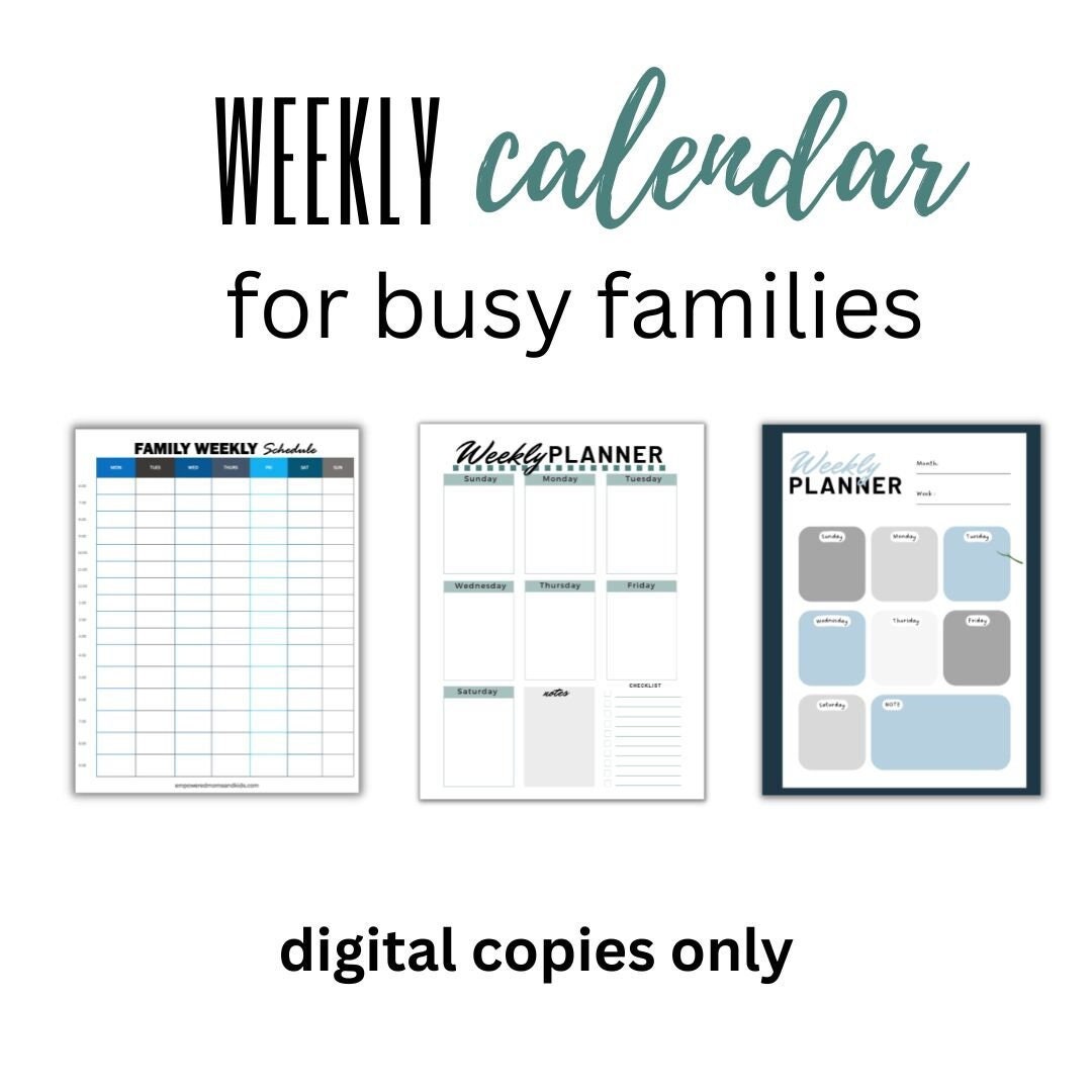 Weekly Calendar Printable for Busy Families - Etsy