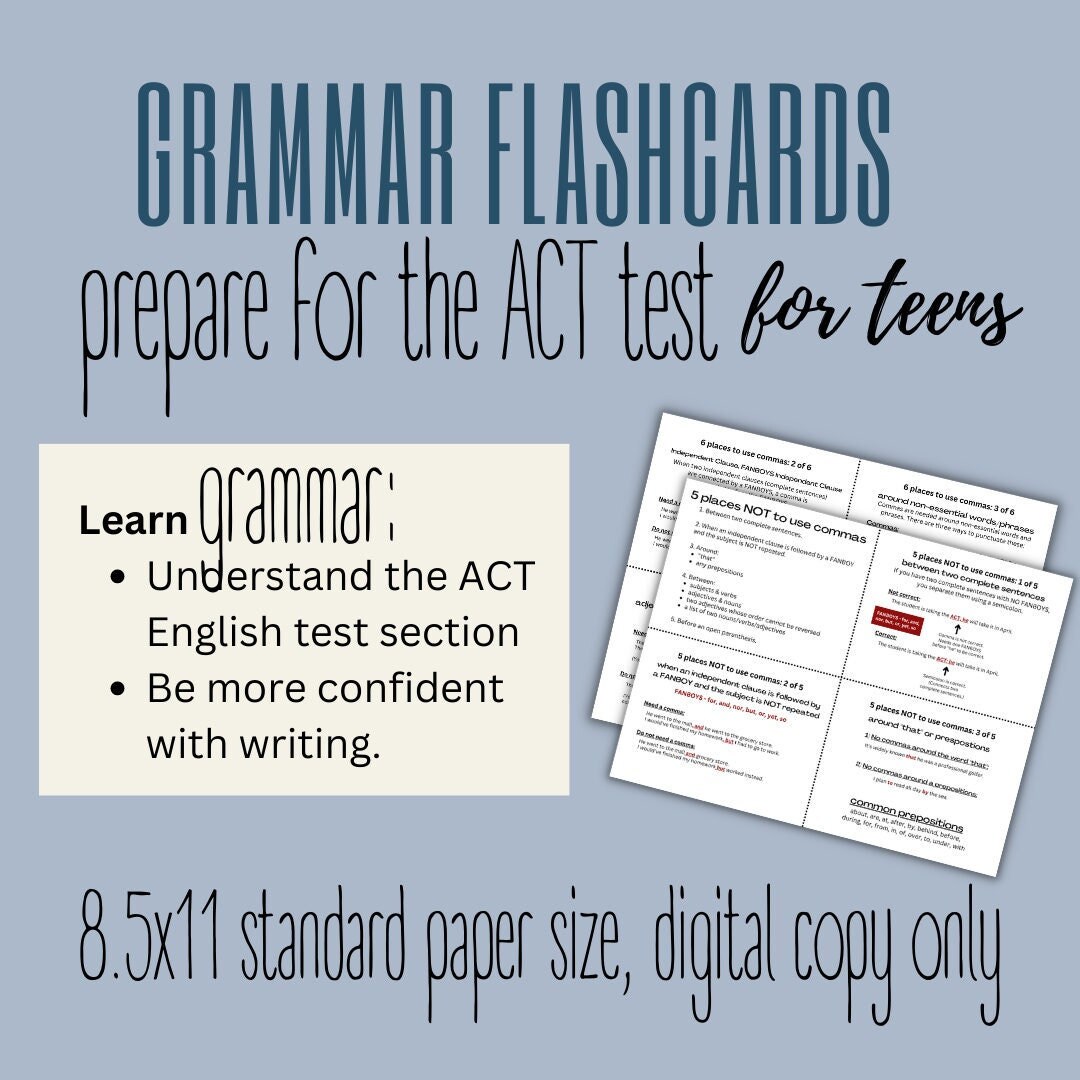 Grammar Flashcards, ACT Prep, Learn Grammar, English Test, Resources ...