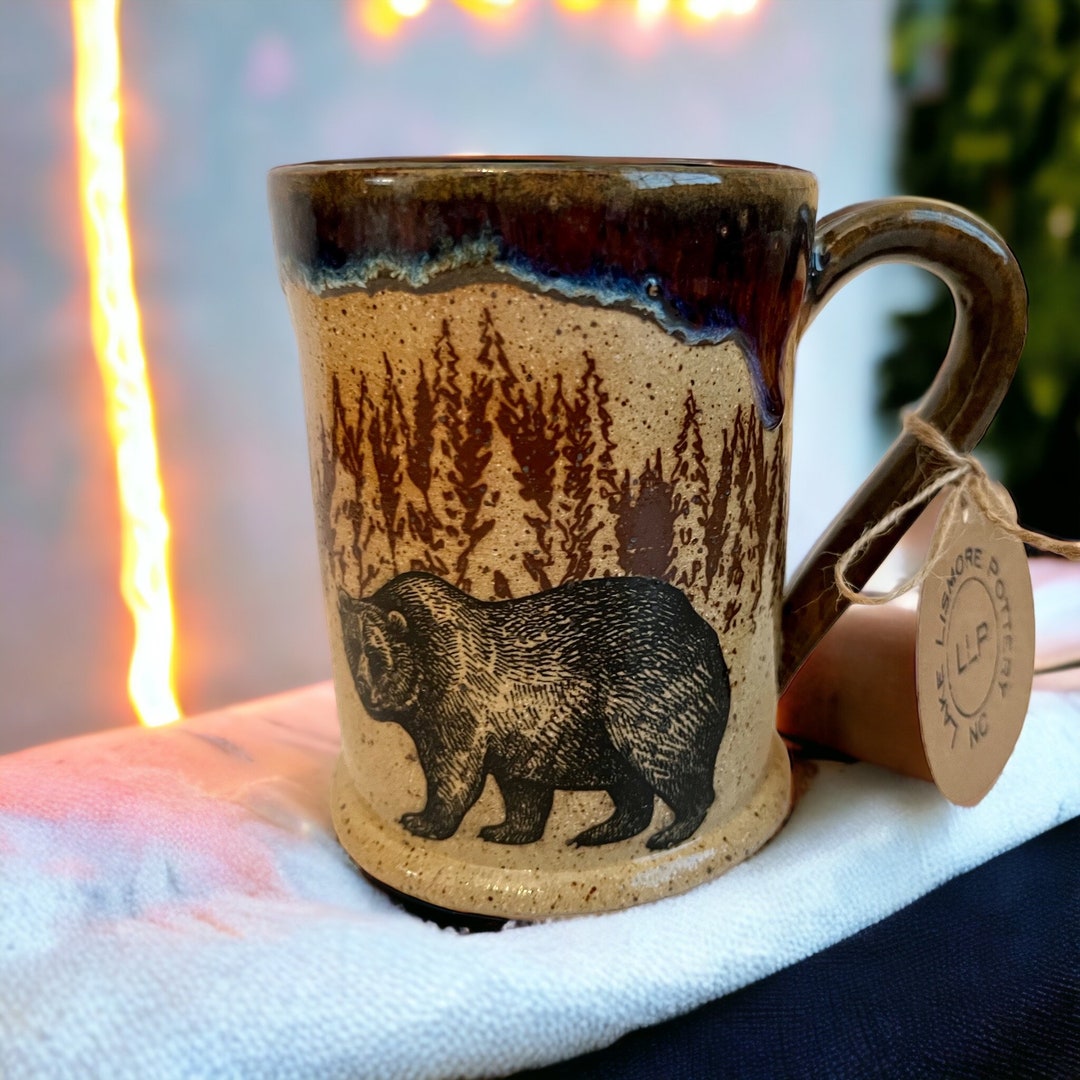 Bear in the Forest Pottery Mug Handmade - Etsy