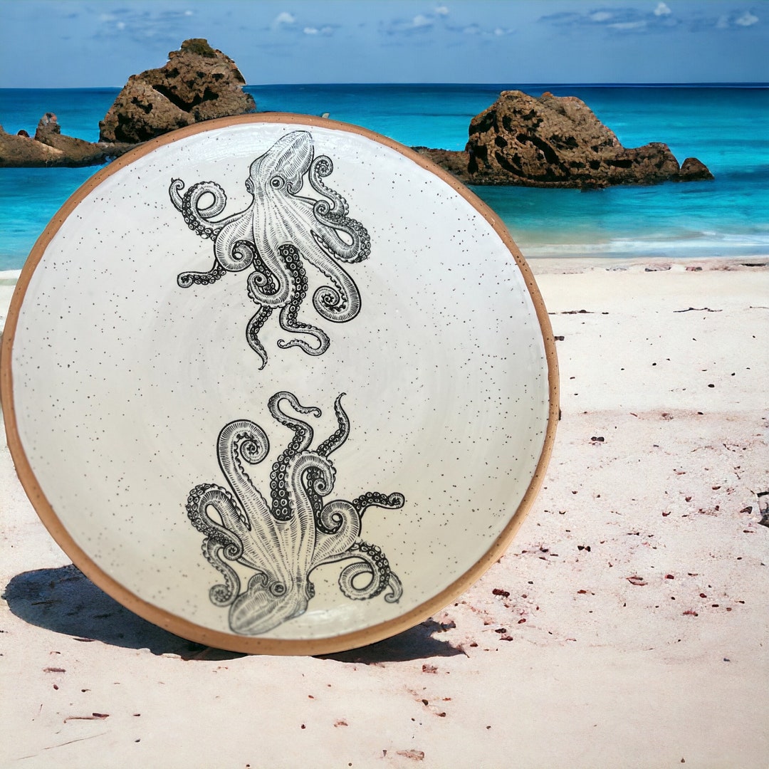 Octupus Graphic Wheel Thrown Pottery Dinner Plate 10 - Etsy