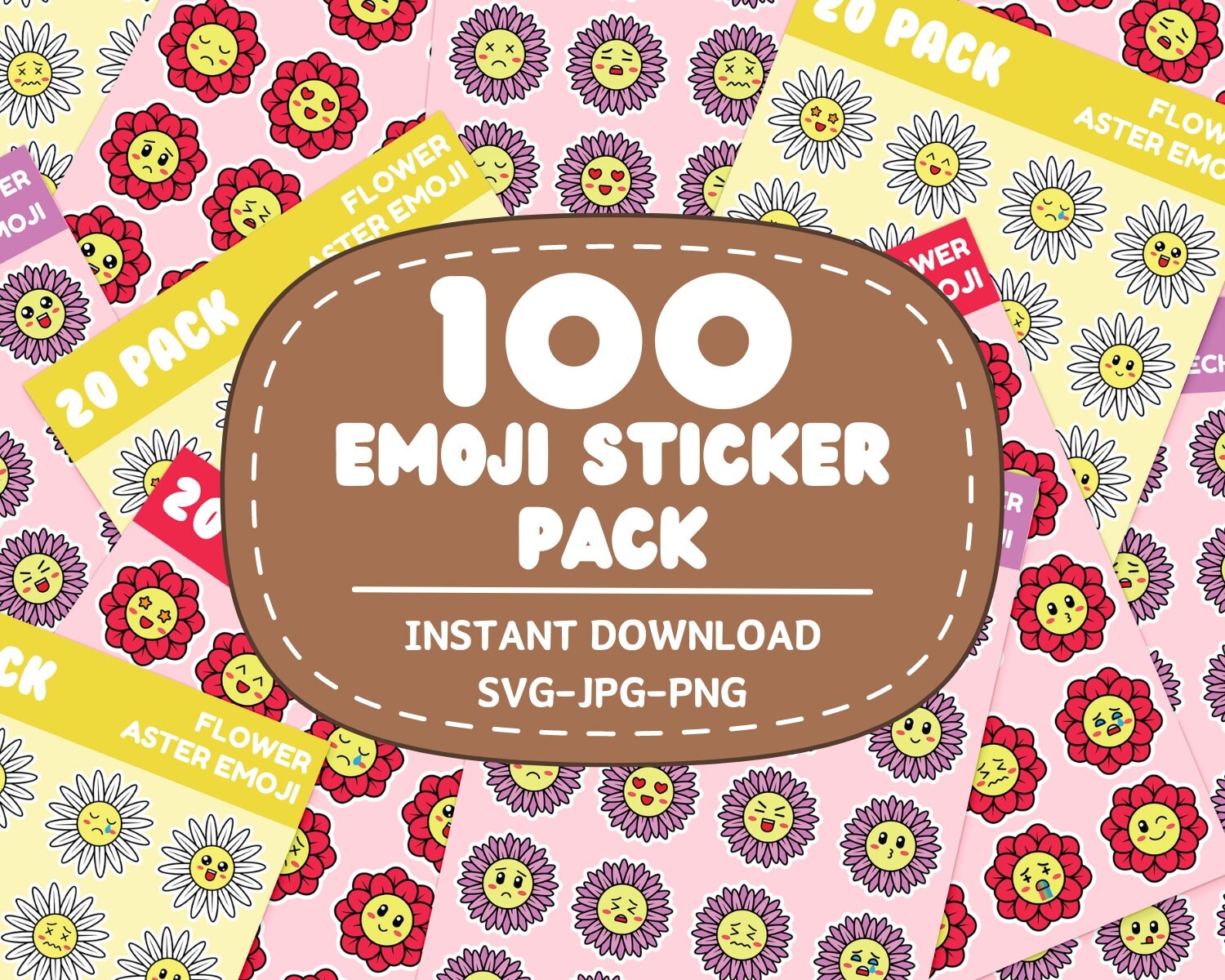 100 Sticker Designs Bundle, Cute Printable Sticker, Digital Sticker ...