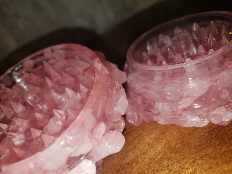 Rose Quartz in Resin Grinder Shredder Hand Crafted. Any Stone or Glass ...