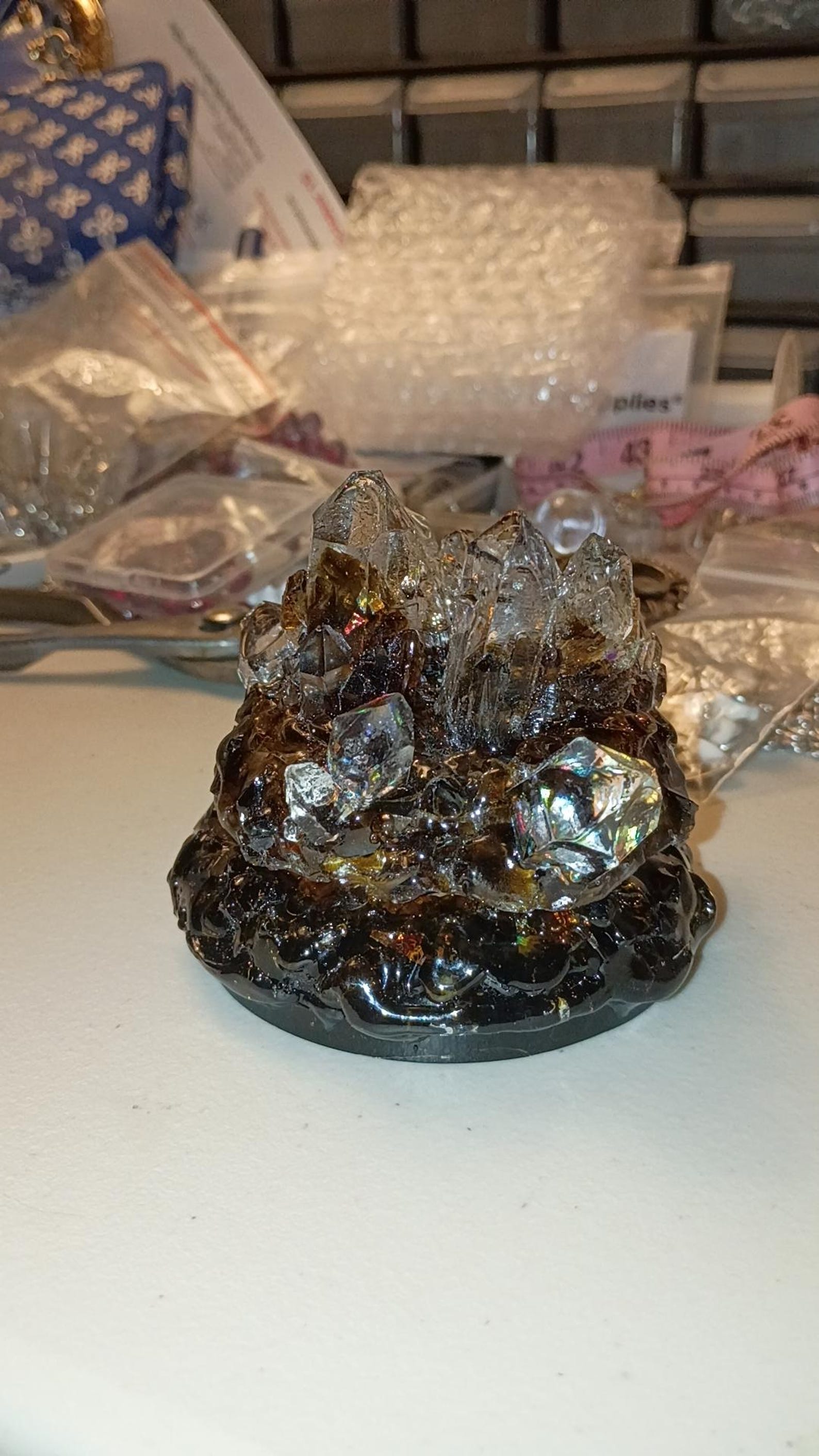 Rose Quartz in Resin Grinder Shredder Hand Crafted. Any Stone or Glass ...