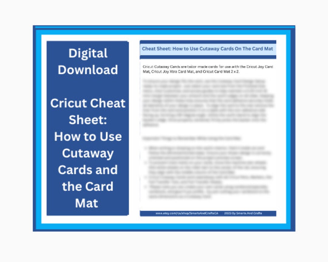 Cricut Cheat Sheet for Cutaway Cards on the Card Mat for the Joy, Joy ...