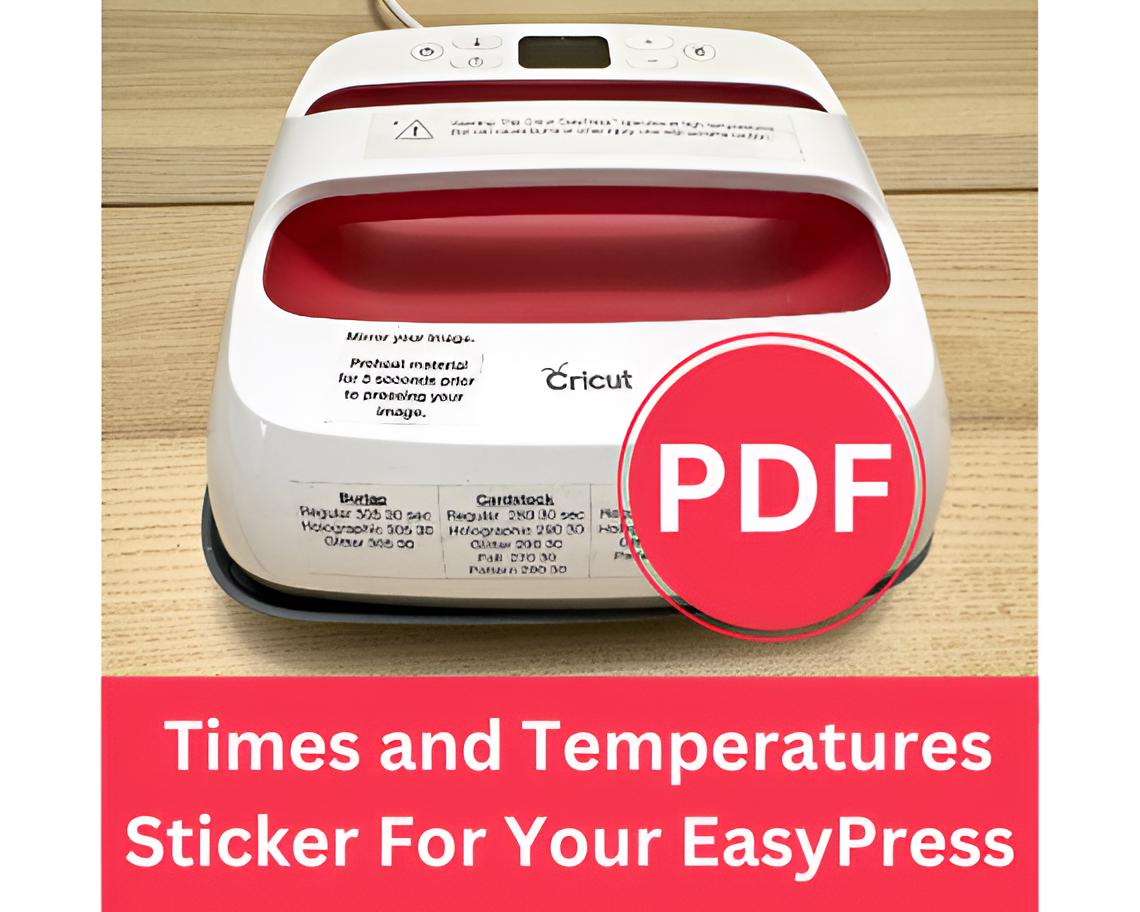 Easy Press Cricut Cheat Sheet PDF Heat Guide Iron-on and HTV Vinyl ...