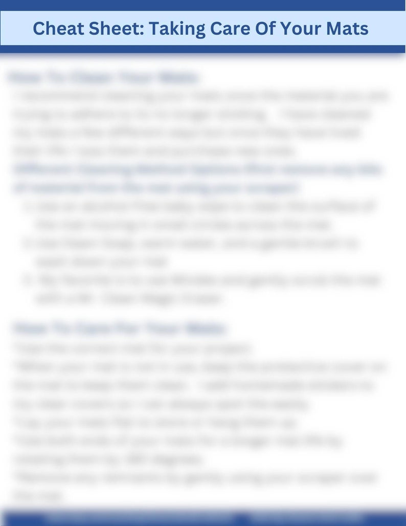 Cricut Cheat Sheet Types of Mats and How to Maintain Your Mats ...