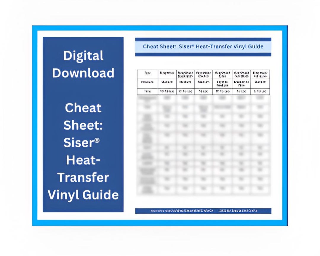 Cheat Sheet Siser® Heat Transfer Guide Digital Download for HTV ...